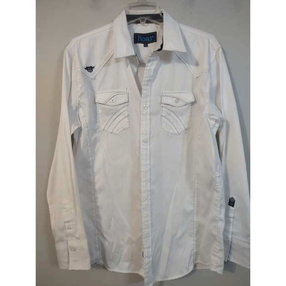 Roar | Shirts | Roar Long Sleeve Shirt Mens Large White Embroidered ...